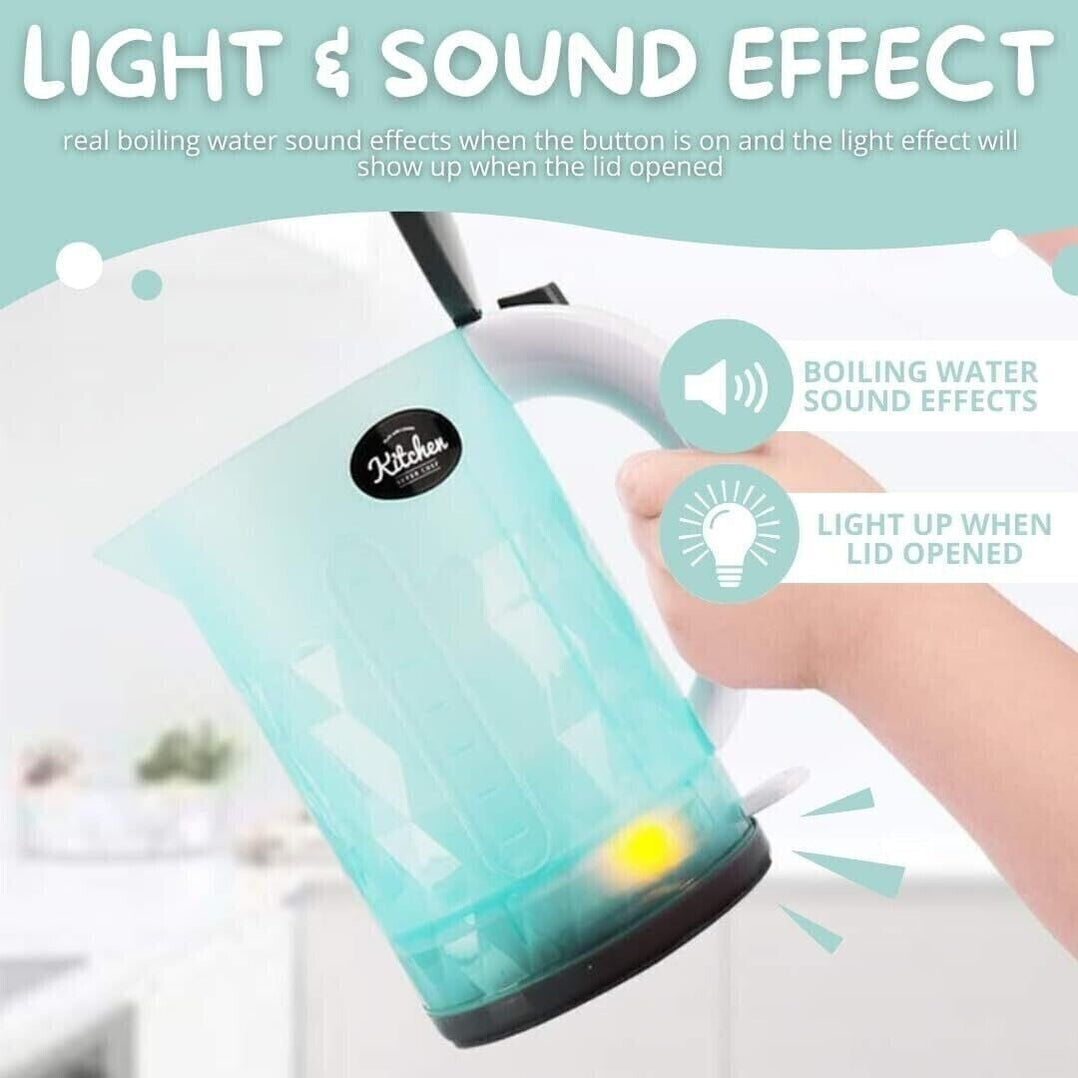 APXB My First Kettle Kids Playset – Sound & Light Pretend Kitchen Toy ...