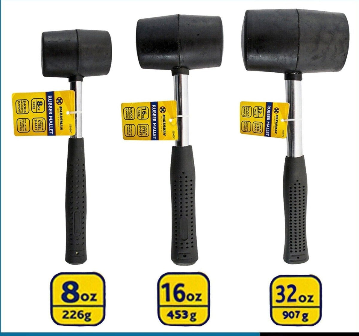 MAXPERKX Rubber Mallet – Tubular Handle for Paving & DIY, 8/16/32oz Op ...